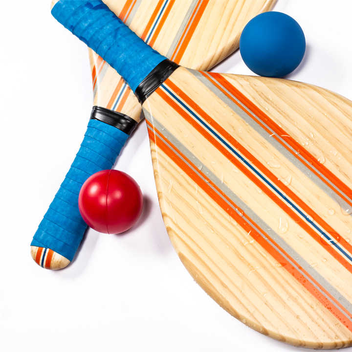 Beach Frescobol Wooden Paddle Racket Ball Set - High Class