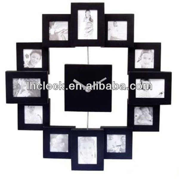 BLACK MODERN 12 MULTI PHOTO PICTURE FRAME & TIME WALL CLOCK| Alibaba.com