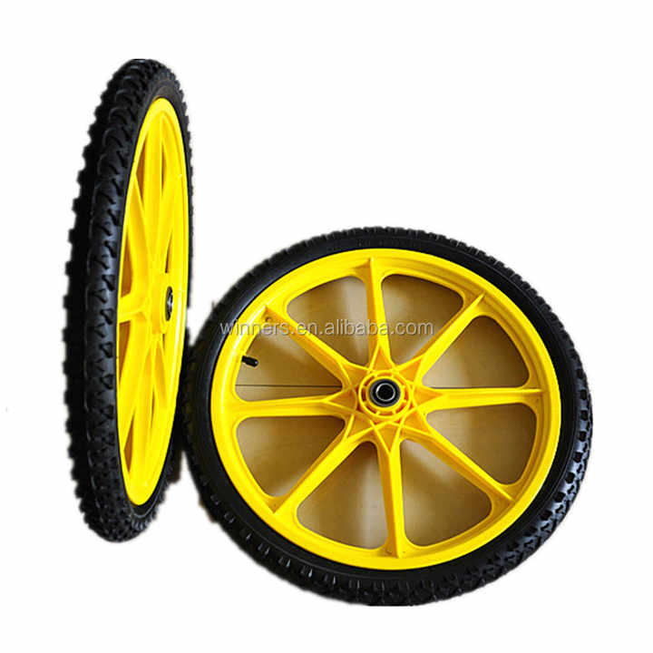 20" Pneumatic 8 Spoke Yellow Rim Plastic Bicycle Trailer Wheel