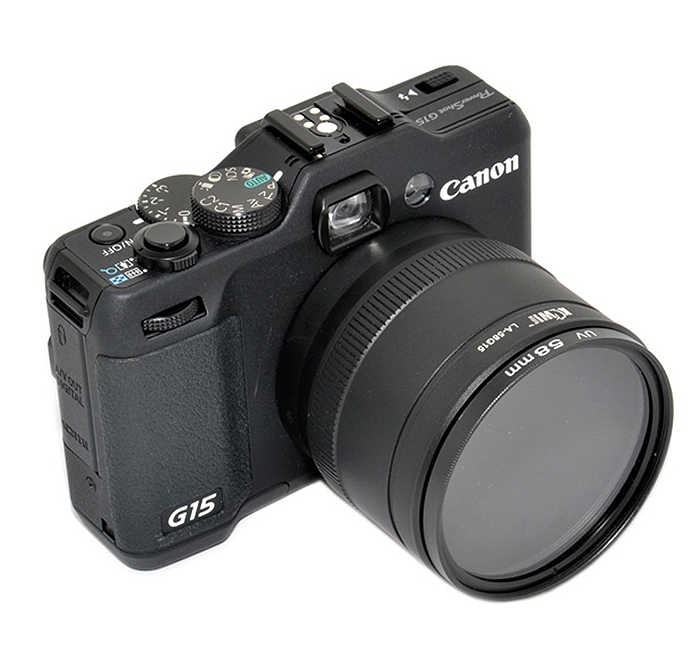 Kiwifotos lens adaptoru tup LA 58G15 sa lar 58mm filtre da Canon PowerShot G15 dijital kamera