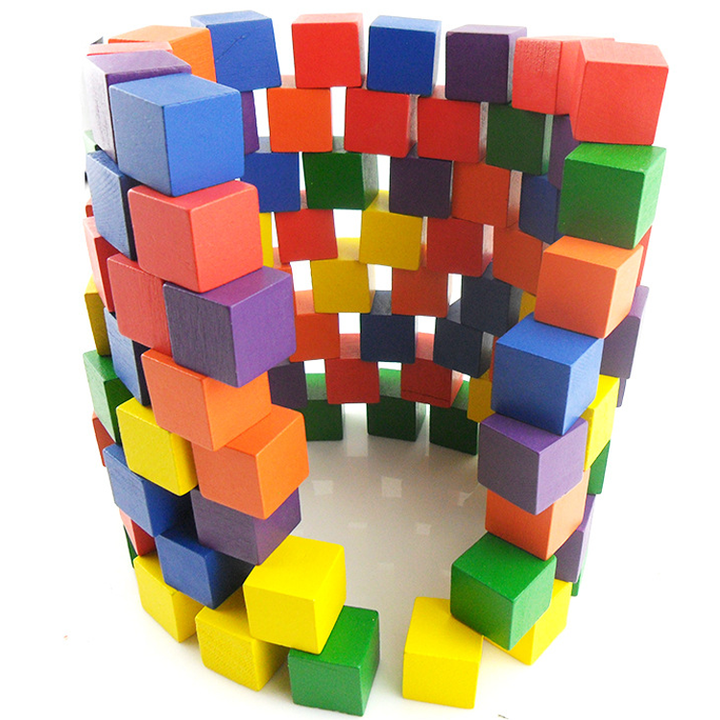 Math Learning Tools: Kids Playing with Wooden Block Cubes