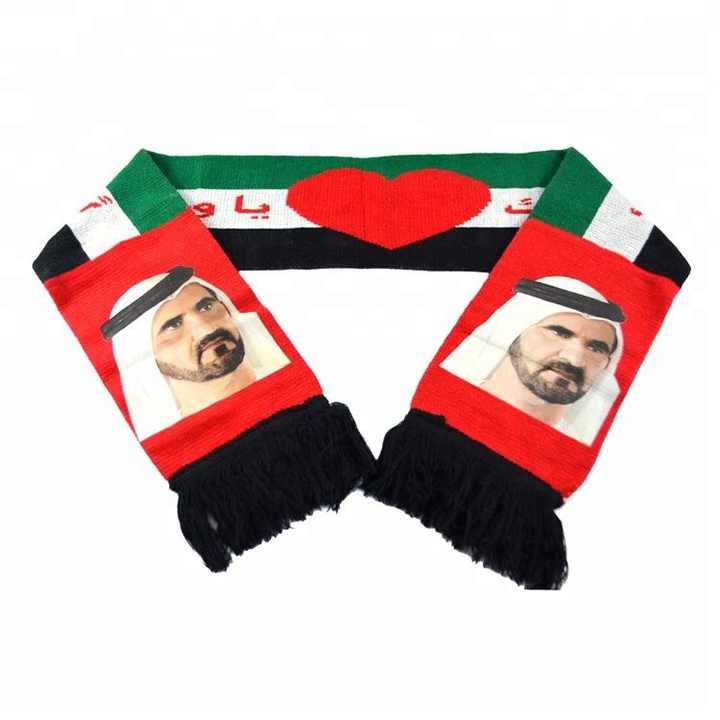 2020 Custom Logo Knitted Acrylic Qatar Scarf for Qatar National Day