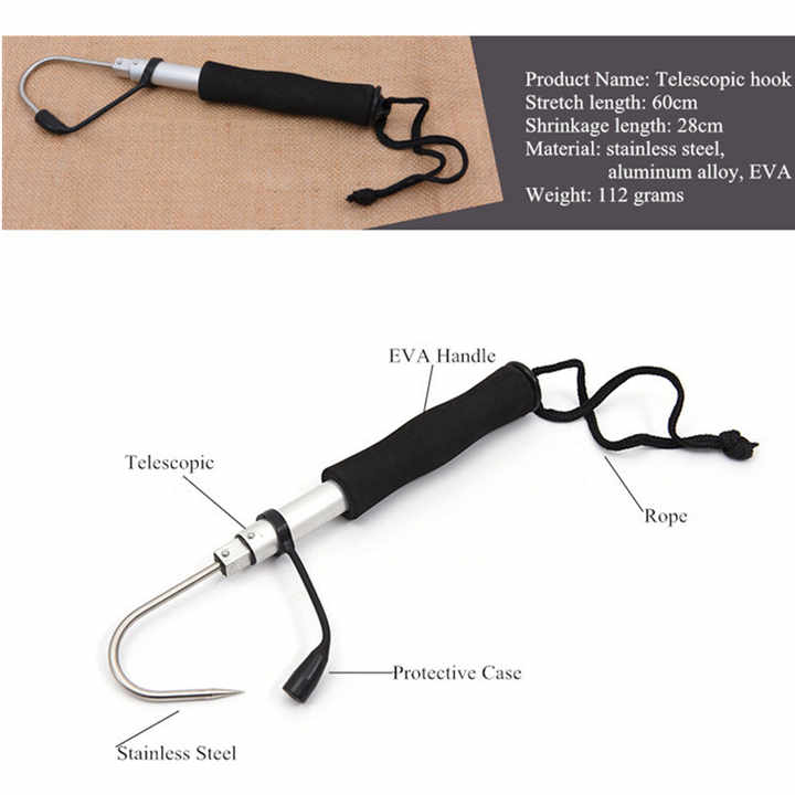 SMEDA Fishing Gaff - Telescopic Control for Ocean Boating