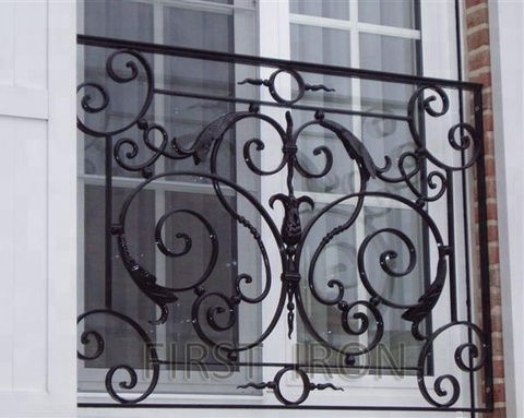 Simple Forged Iron Window Railing Design - Juliette Iron Railings