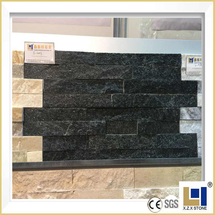 Natural Black Quartz Slate Stone Tiles for Wall Cladding
