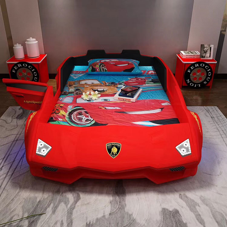 Trackster Kid's Race Car Bed with LED Lights