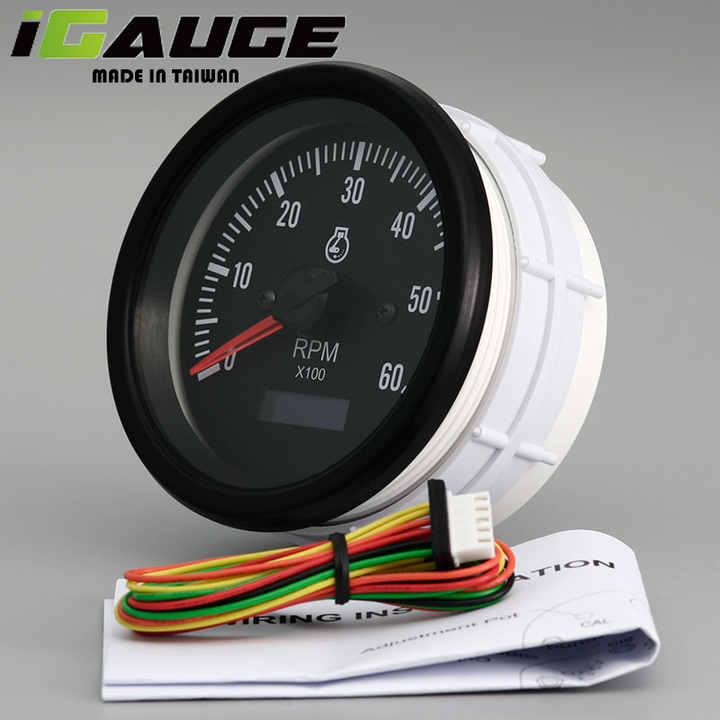 Black Panel Needle ISO Ship Boat Yacht Hour Meter Electrical RPM Gauge ...