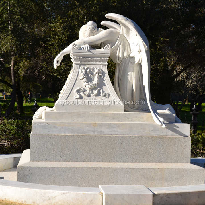 Famous Custom Life Size Stone Weeping Cemetery Marble Angel Statue for Sale