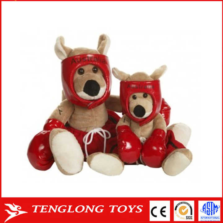 33CM Custom Handmade Plush Stuffed Boxing Kangaroo Toy