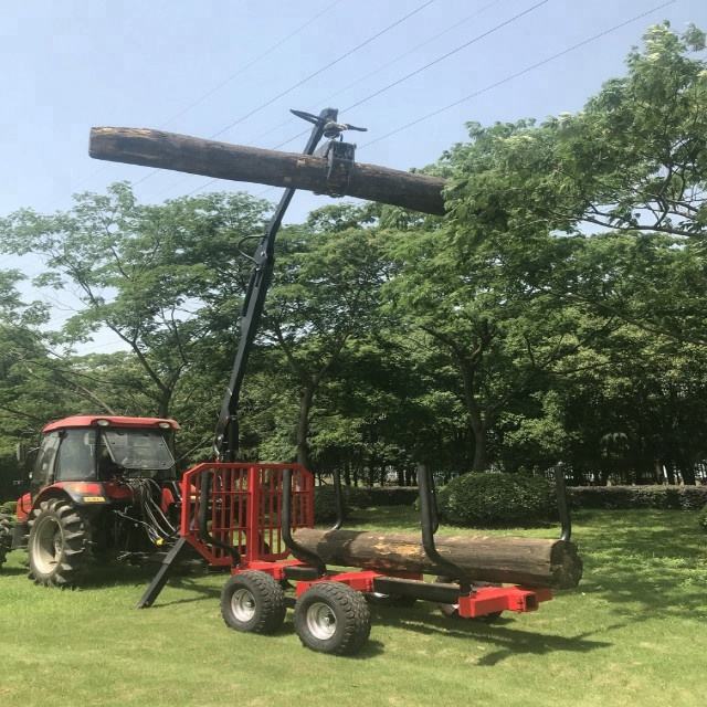 Small Tractor Forestry Trailer with Log Crane for Sale - 6 Ton Capacity ...