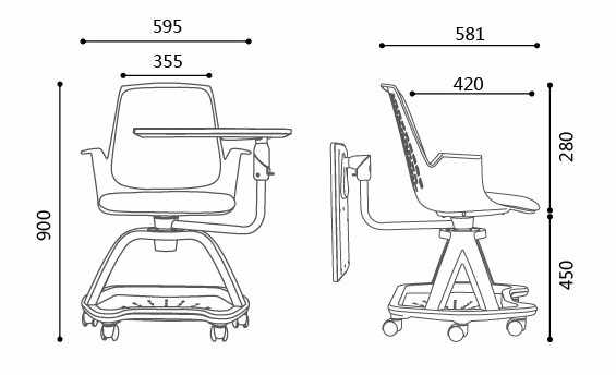 Comfortable BIFMA Certified Modern Study Chair with Writing Table for ...