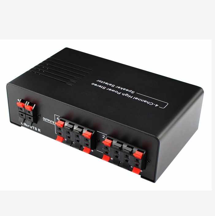 4 Zone Channel Speaker Switch Selector 4 way AV RCA Stereo Audio Switch ...