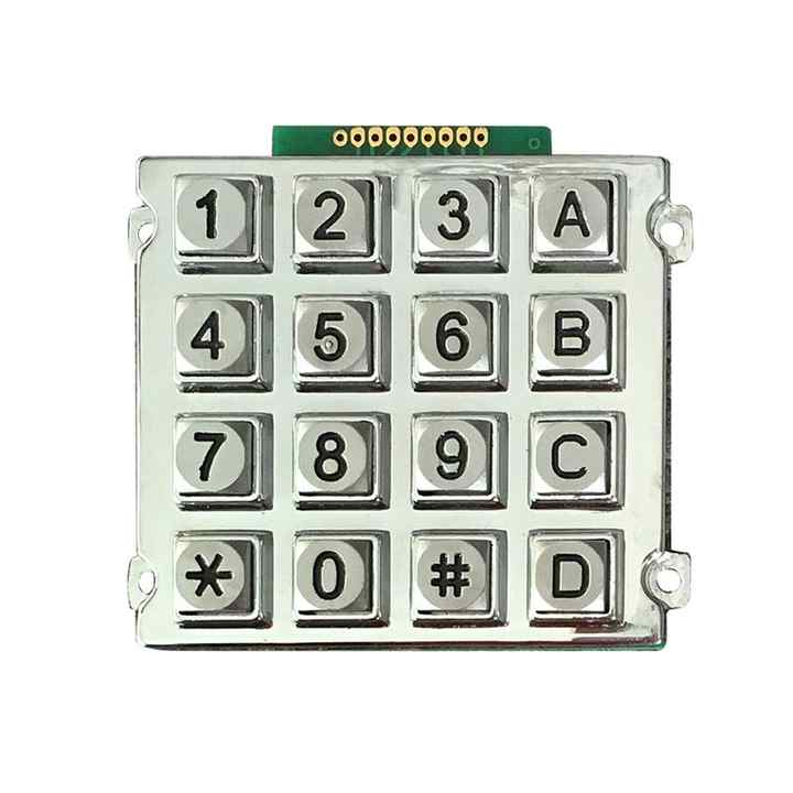 Rugged Push Button Keypad - 16 Zinc Alloy Keys for Home Appliance