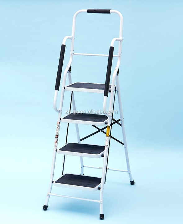 Safe and Durable 4-Step Ladder with Handrails for Home