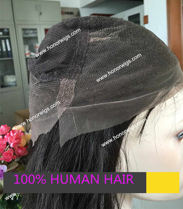 F869 Indian human hair full lace wig #1B color 18" length 120% hair density natural wave wigs ...