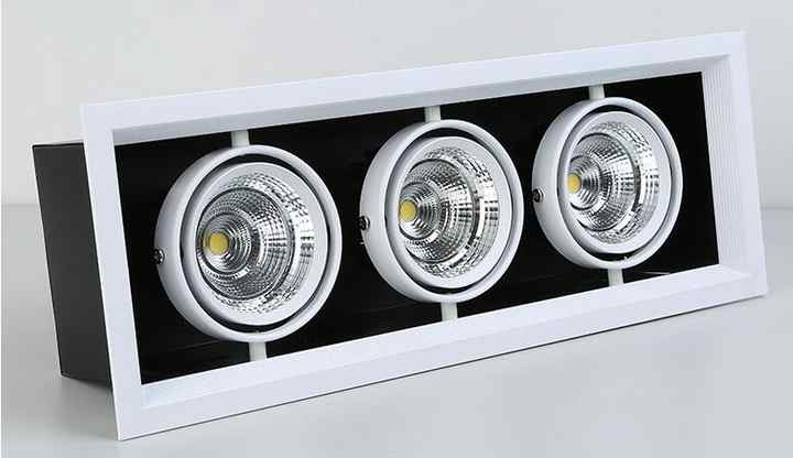 High Lumen Recessed LED Downlight - Triple Cob 3x15w Grille