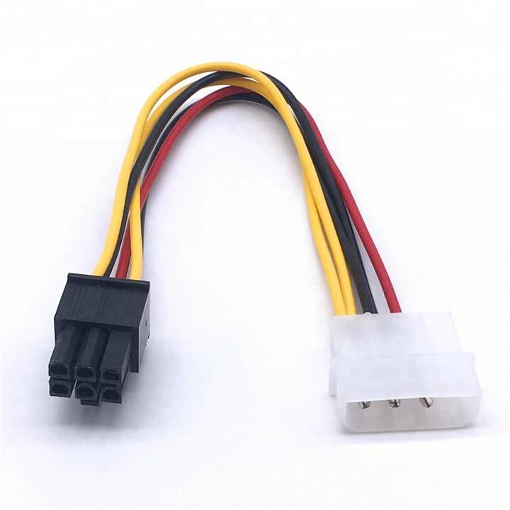 4 Pin Molex to 6 Pin PCI-E Power Converter Adapter Cable