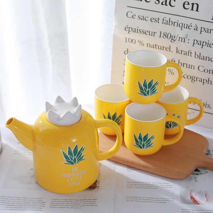 Creative Cactus Tea Pot Set - Porcelain Teapot & Cups in One