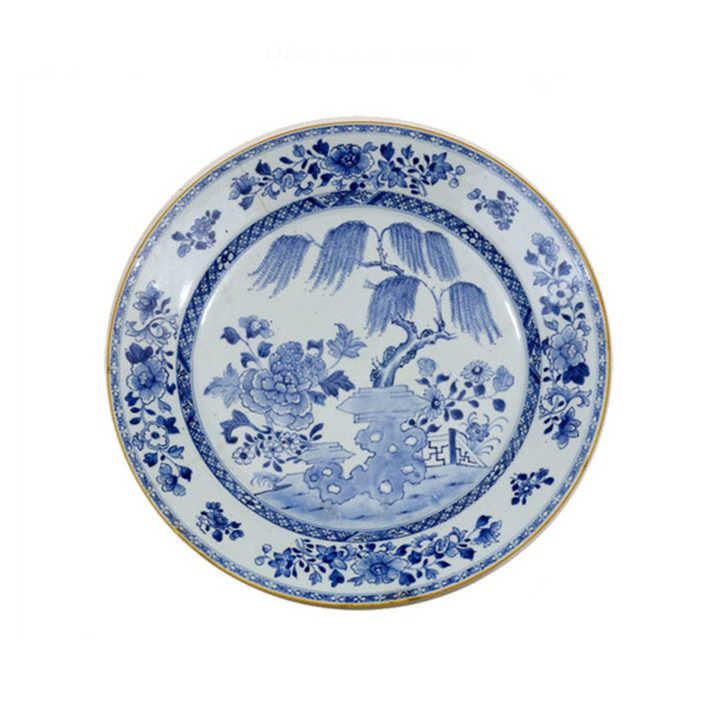 Antique China Plates - White and Blue Ceramic Dinnerware