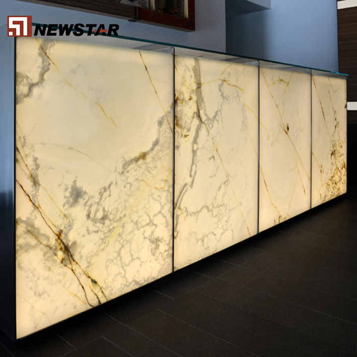 Backlit Onyx Glass Stone Ceiling Panels - Translucent White Marble Onyx