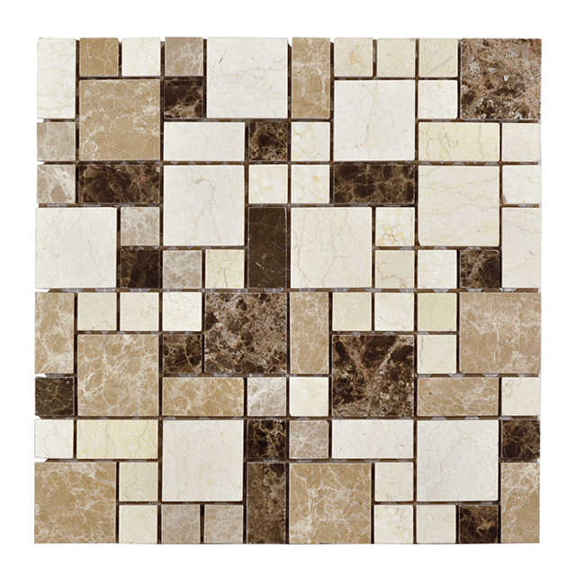 Color Mixing Emperador Light Tile Mosaic Marble for Home