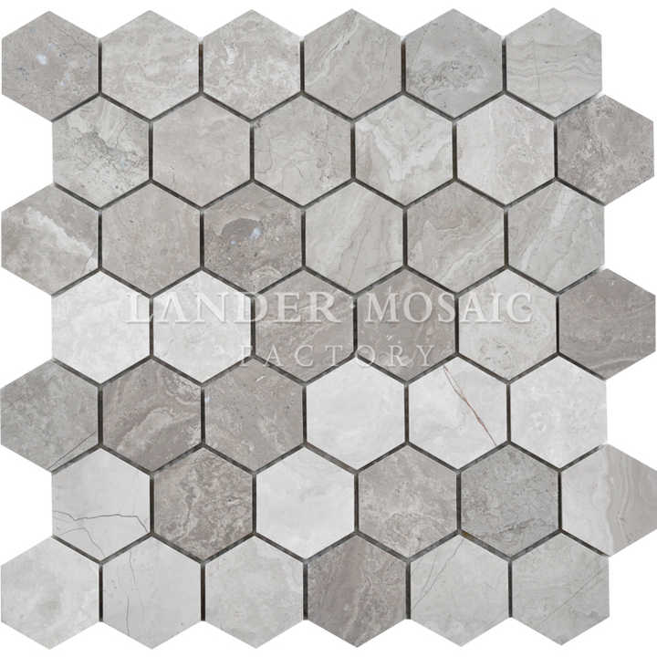 Lander Stone 48mm Grey Marble Mosaic - Modern Bathroom Tile