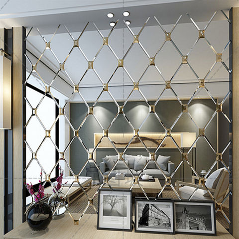 Customized design decorative diamond shape mirror wall| Alibaba.com