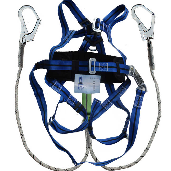 Positioning Type Full Body Harness 5 D-Ring with Double Lanyard