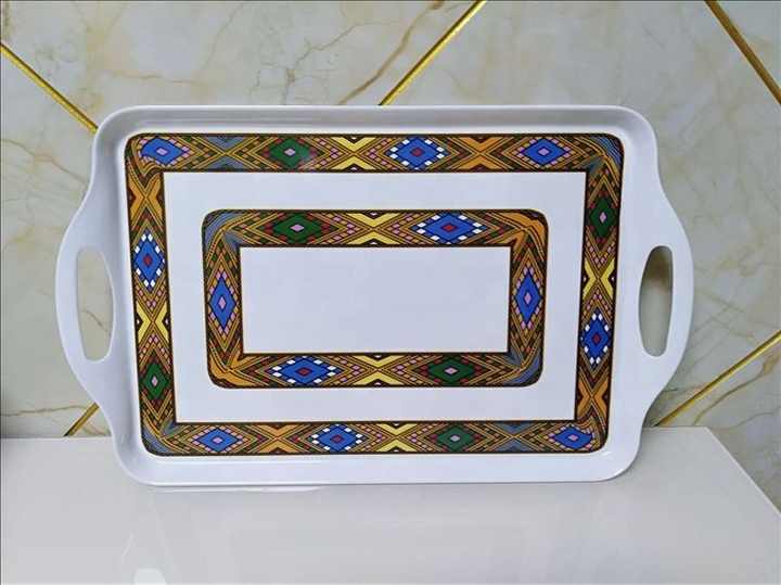 Ethiopian Eritrean Oromo Habesha Coffee Tray with Saba Design