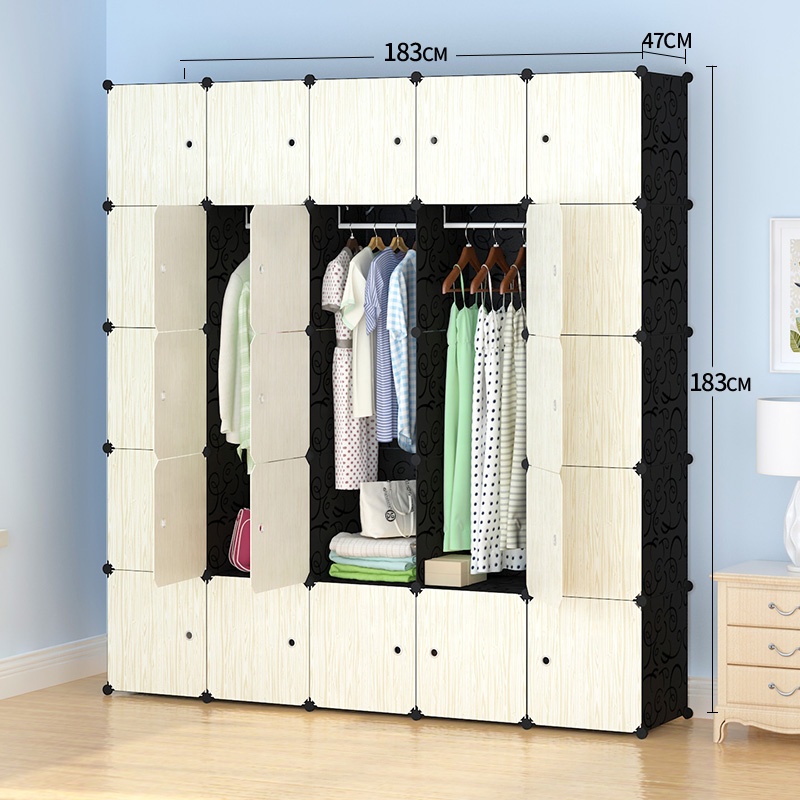 Foldable Plastic Wardrobe - 3-Tier Storage for Bedroom