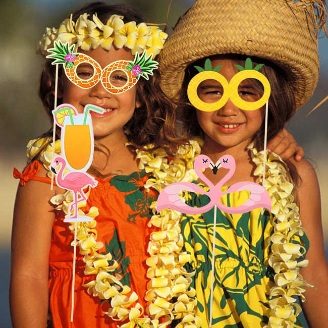 Luau Photo Booth Props Kit - Hawaiian Summer Party Decor