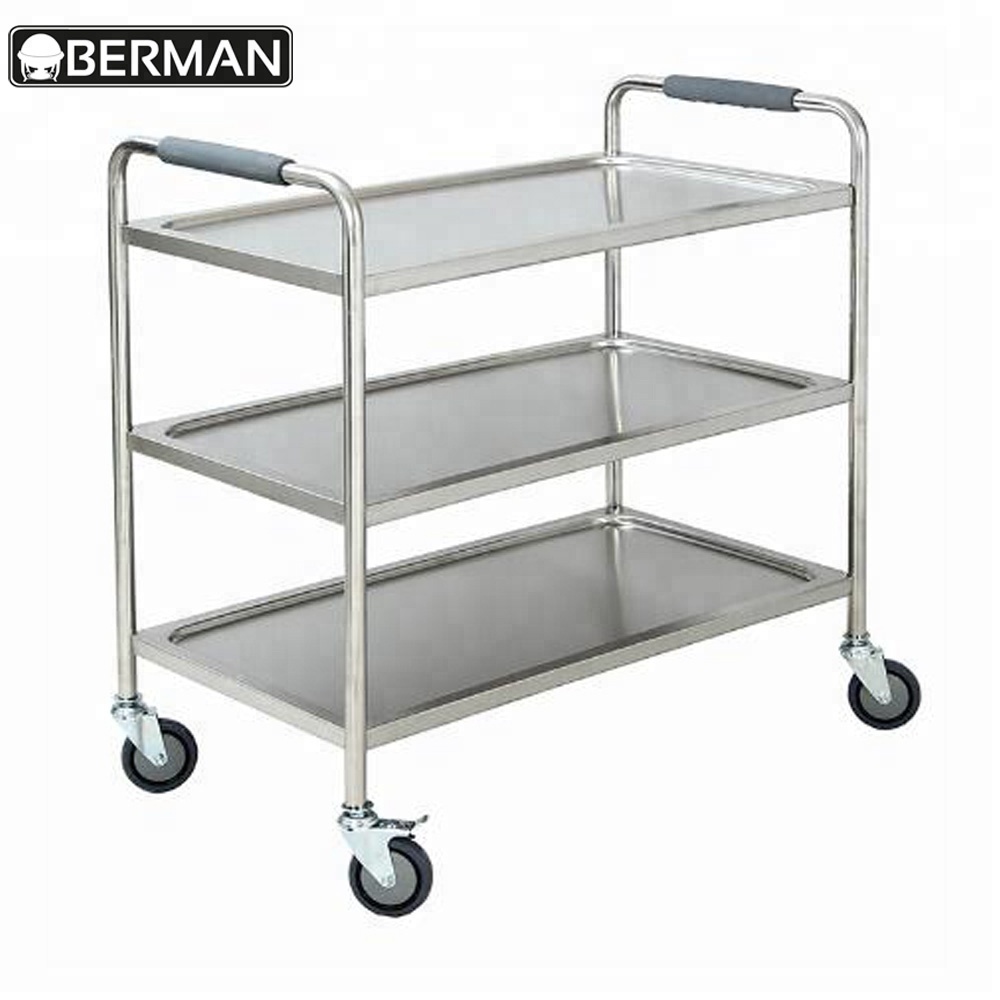 Luxury Tea Trolley - Gold Metal 3-Tier Hotel Cart