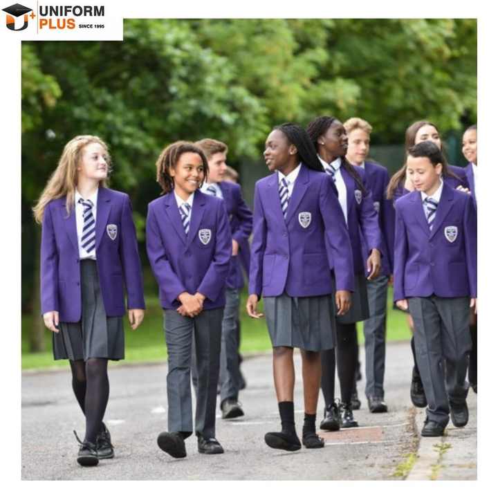 Custom Logo Purple Blazer Set Suit for International School Uniforms ...