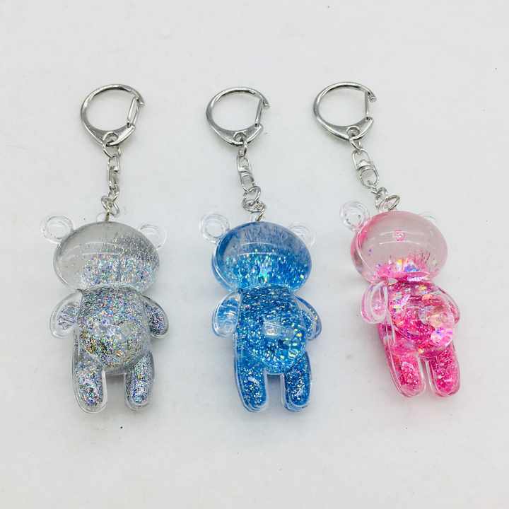Acrylic Keychain with Liquid Inside - Glitter Bear Shape