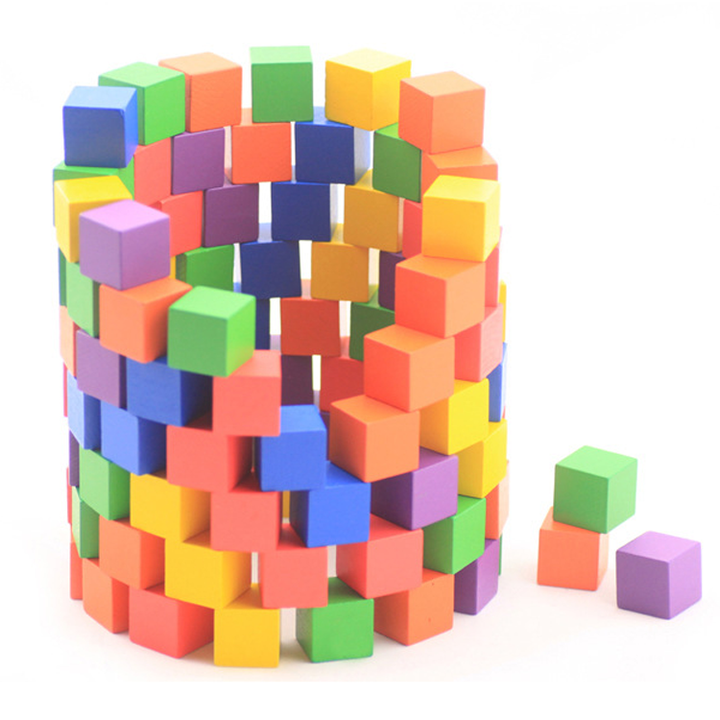 Math Learning Tools: Kids Playing with Wooden Block Cubes