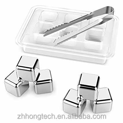 6PCS Stainless Steel Reusable Ice Cubes Chilling Stones for Beer Wine ...