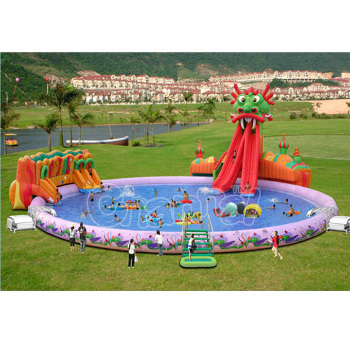 Channal red dragon Pool Inflatable Amusement Park Equipment With Pool ...