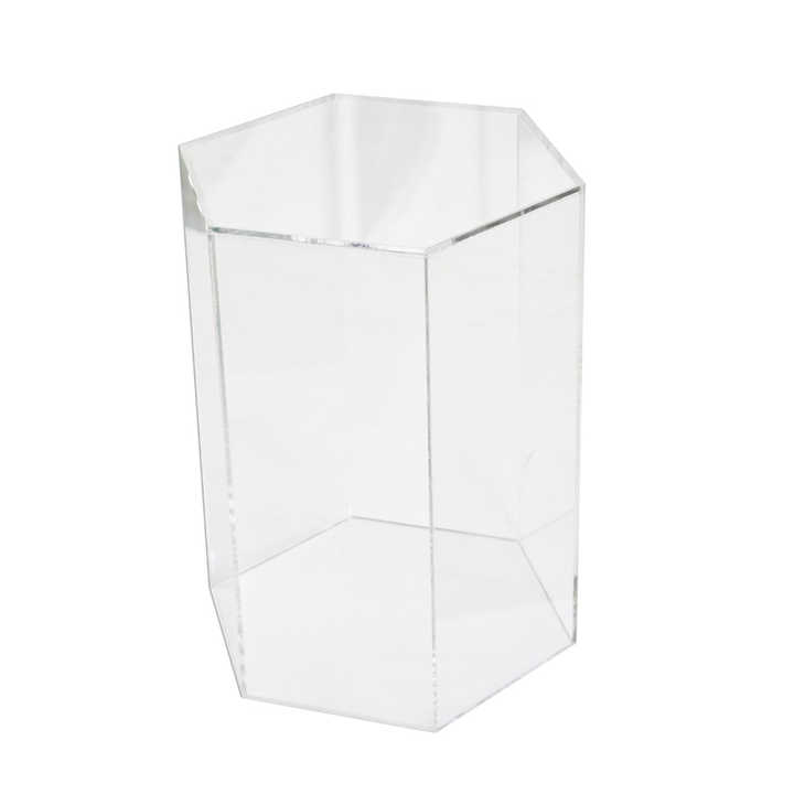 Modern Clear Acrylic Hexagon Side Table - Lucite Vase Display Table