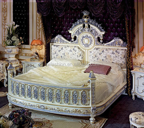 Luxury Italy Style Solid Wood Hand Carved Double Bed - Eco-friendly ...