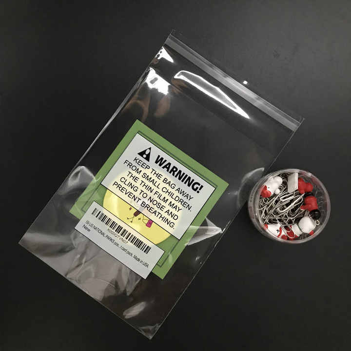 Custom Size Cellophane Polybag Packaging with Warning