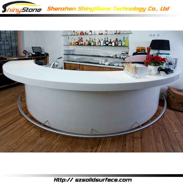 Circular Shape Modern Finish Solid Surface artificial Marble Semi Circle bar Alibaba