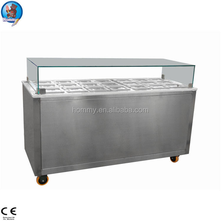 Topping Bar Ice Cream Refrigerator Display Deep Freezer