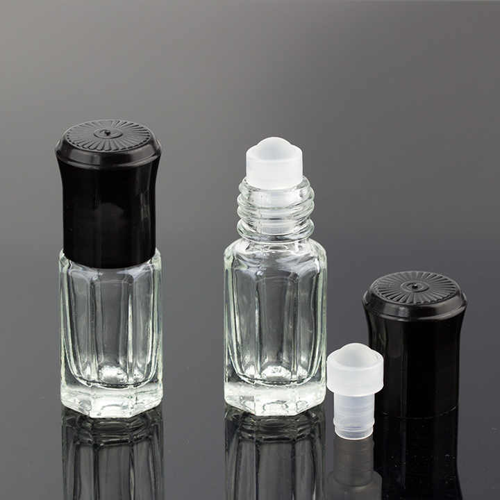 Glitter Octagonal Glass Bottle - 3ml Perfume Oil Roll On