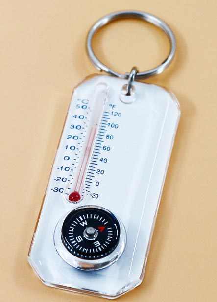 Compass Keychain Thermometer - Customizable Promotional Gift