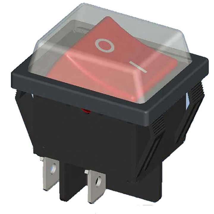 Waterproof Red Button 4 Pin/terminals Rocker Switch With Plastic Cover ...