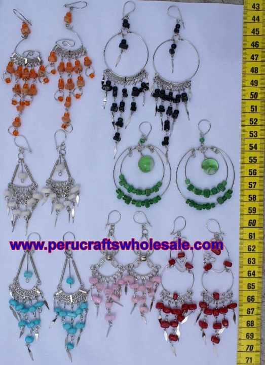 Alpaca Silver Color Pearls Earrings Peru Lot of Jewelry Wholesale Artesanal Jewellery Products Art