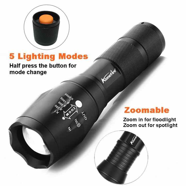 Alonefire G700 10W T6 LED Zoom Flashlight - 5000lm Brightness