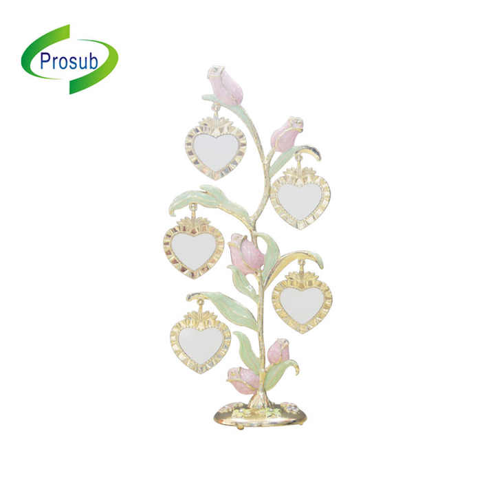 Prosub Sublimated Photo Frame Gold Color Rose Tree Heart Shape Double ...