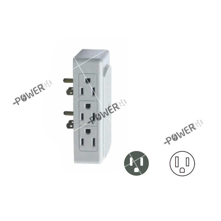 2 Side Entry 6-Way Electrical Socket Outlet Splitter In-Wall Tap ...