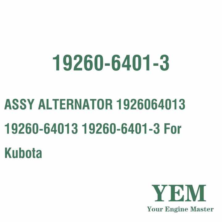 Assy alternator 1926064013 19260-64013 19260-6401-3 para kubota ...